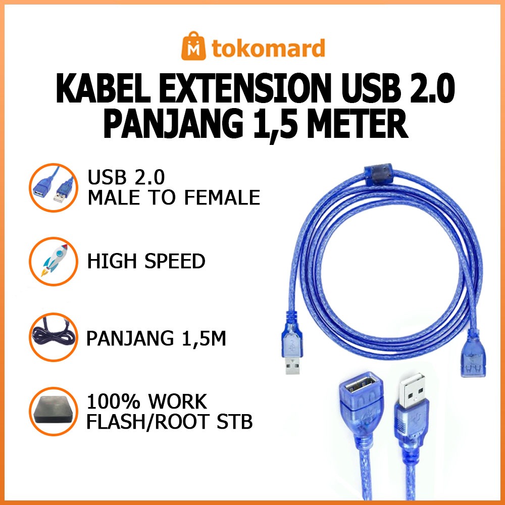 Jual Kabel USB 2.0 Extension Male to Female, Kabel Perpanjangan USB ...