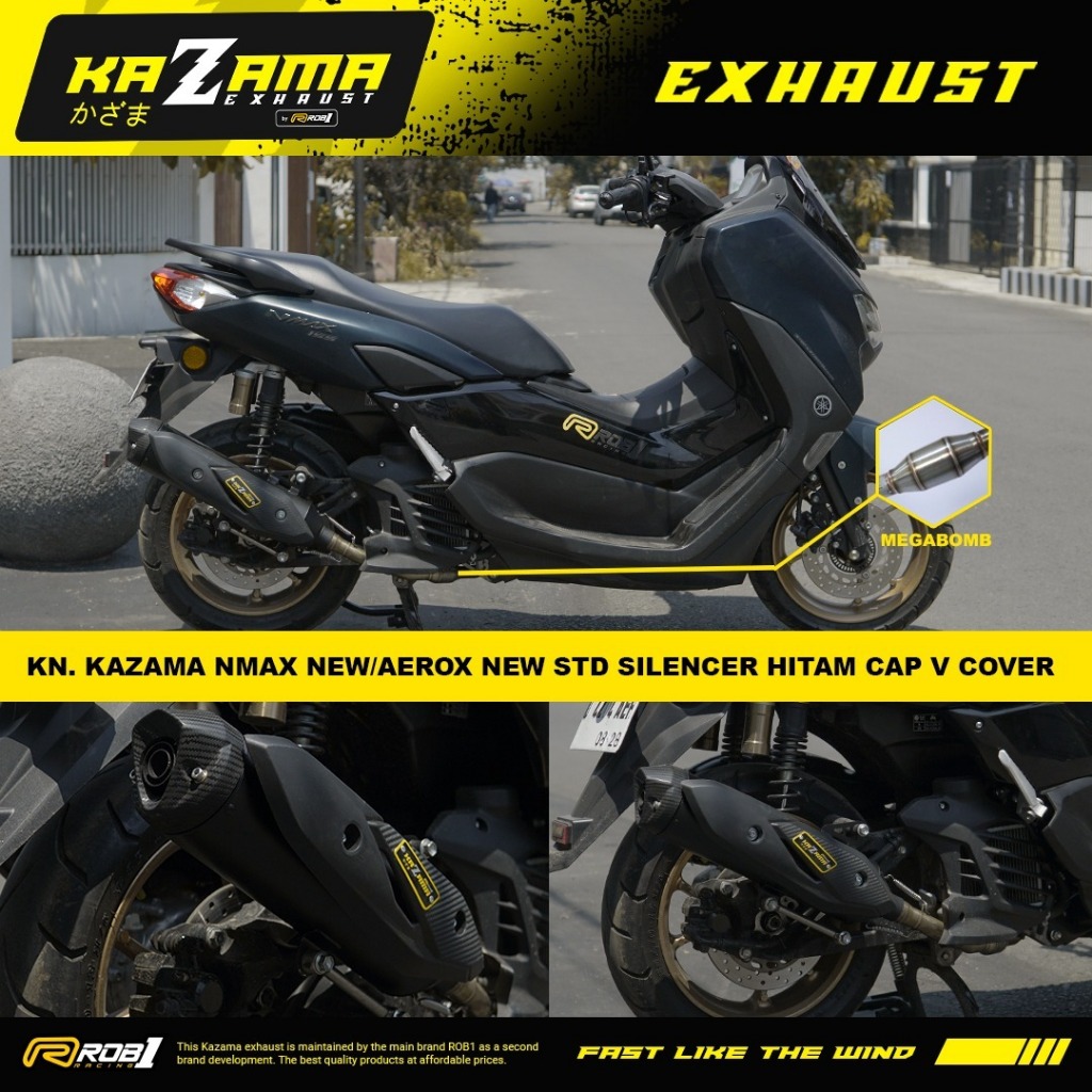 Jual KN KAZAMA NMAX NEW STD SILENCER HITAM CAP V COVER | Shopee Indonesia