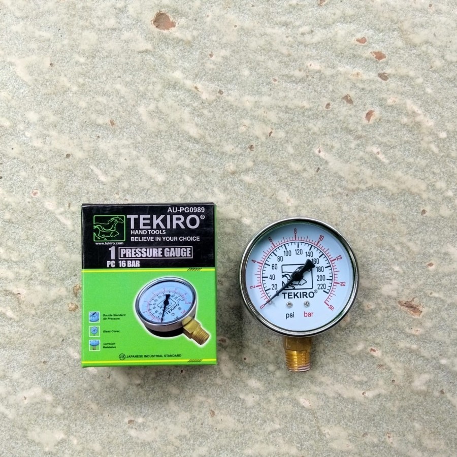Jual Pengukur Tekanan 16 Bar / Pressure Gauge 16 bar Tekiro | Shopee ...