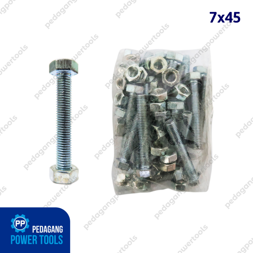 Jual JP Baut Mur M7 x 45 mm Isi 25 pcs Putih Kunci 11 Hexagon Skrup BM ...