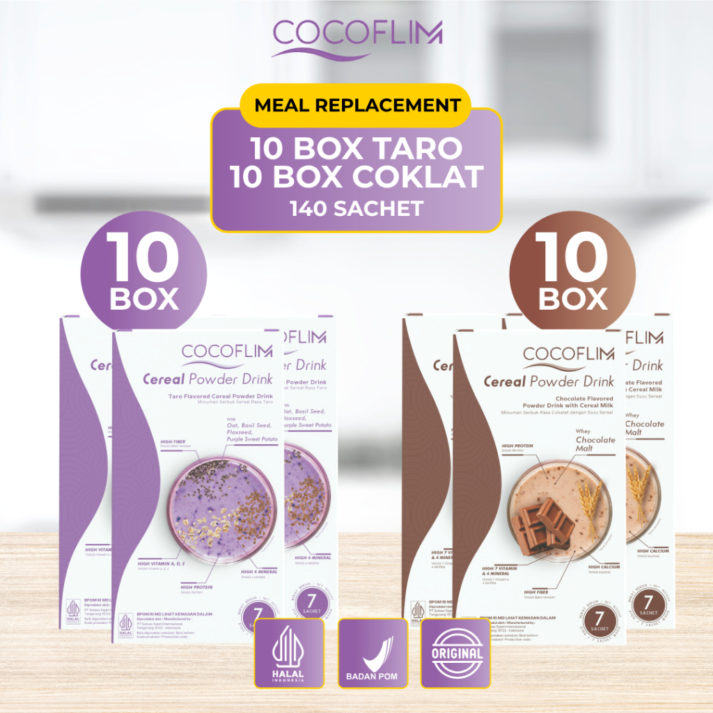 Jual PAKET RESELLER Cocoflim Meal 10 Box Choco + 10 Box Taro | Meal ...