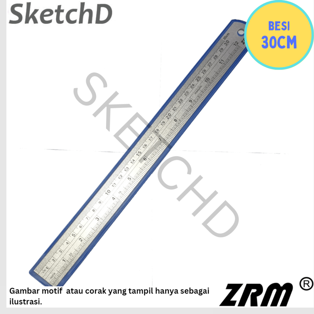 Jual Penggaris Besi Mistar 30 cm ZRM Steel Ruler Garisan Metal | Shopee ...