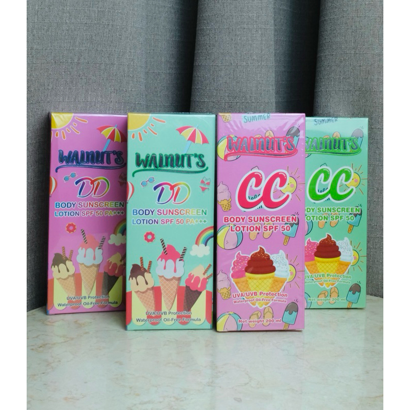Jual WALNUTS DD Body Sunscreen Lotion & CC Bodycare Lotion SPF 50 PA ...