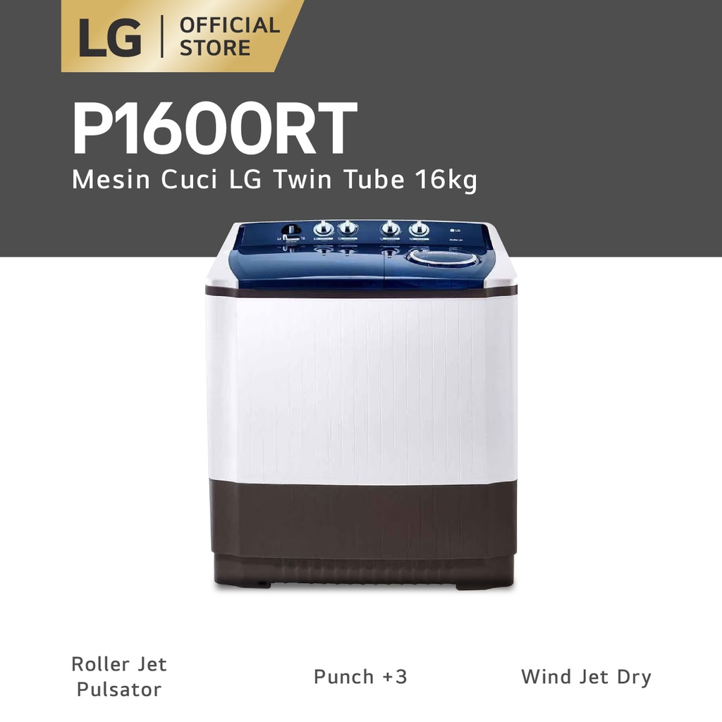 Jual LG Mesin Cuci 2 Tabung Twin Tub Kapasitas 16 Kg P-1600RT/RTB ...