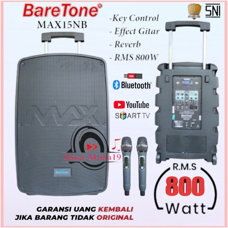 Jual BareTone MAX15NB Speaker 15 Inch Portable Terbaik RMS 800 Watt ...
