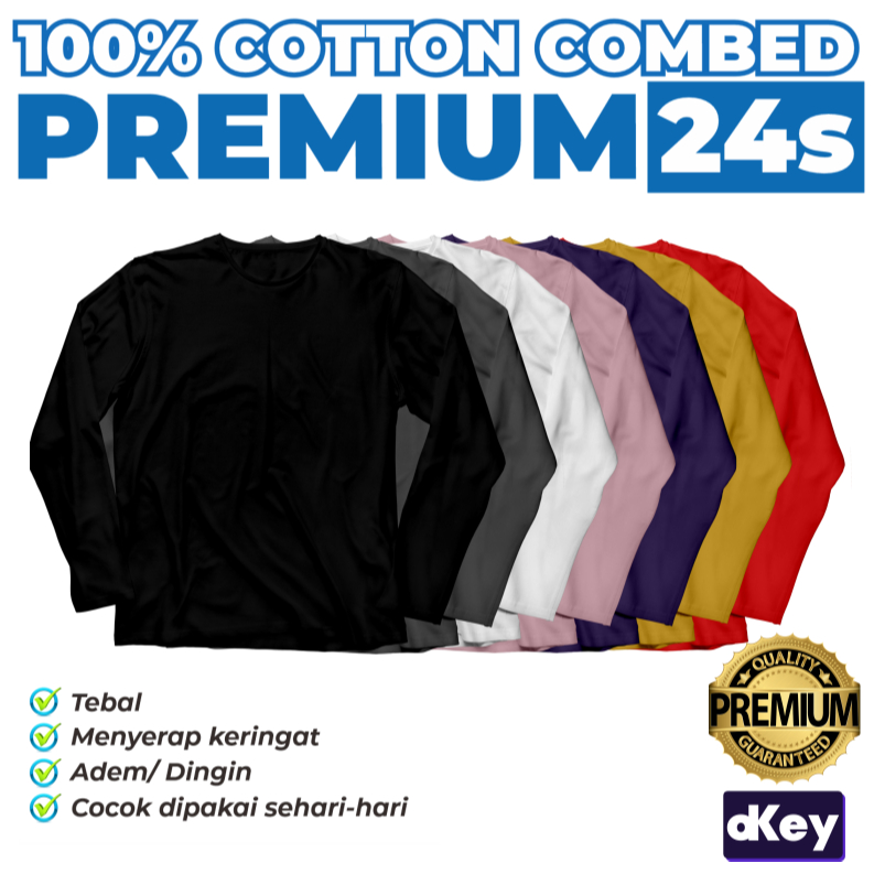 Jual Kaos Polos Lengan Panjang Oneck Unisex Cotton Combed 24S Premium | Shopee Indonesia