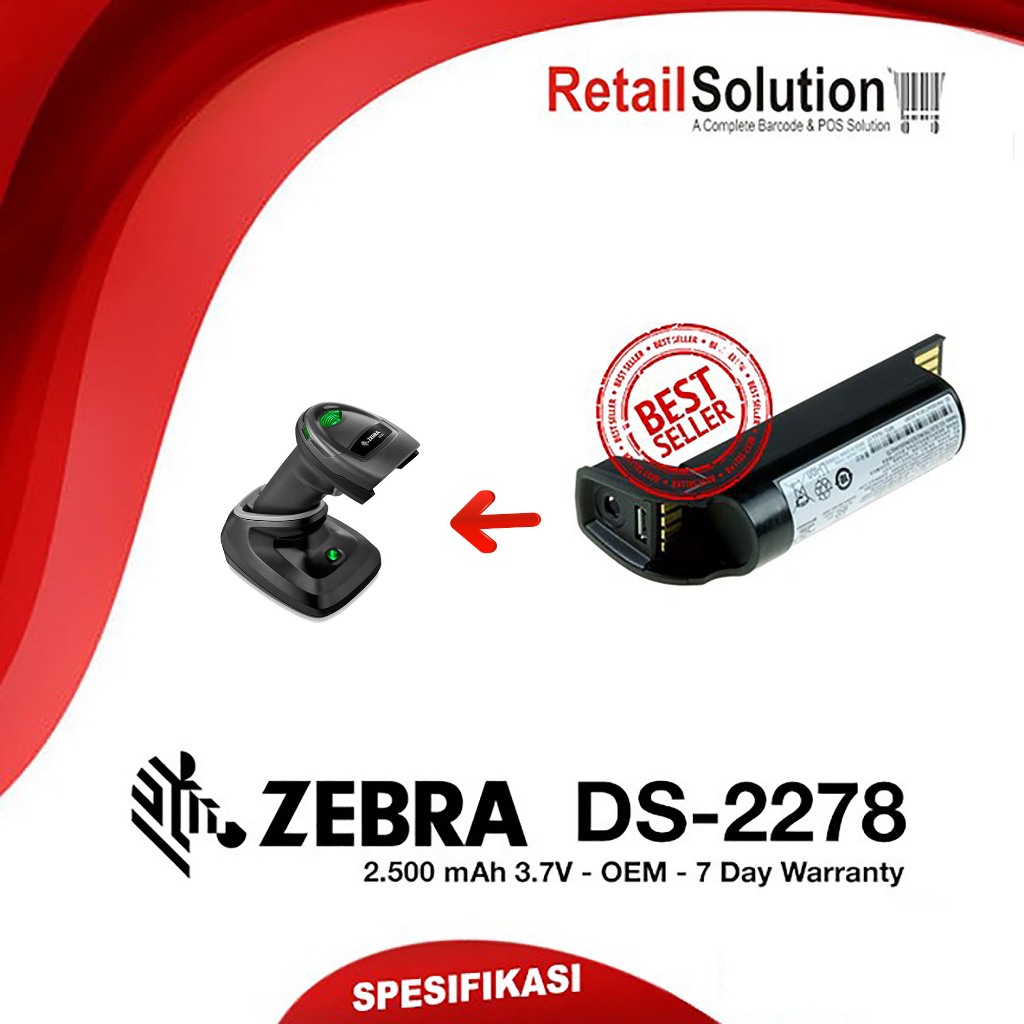 Jual Baterai Battery Barcode Scanner Zebra - DS2278 / DS-2278 OEM ...