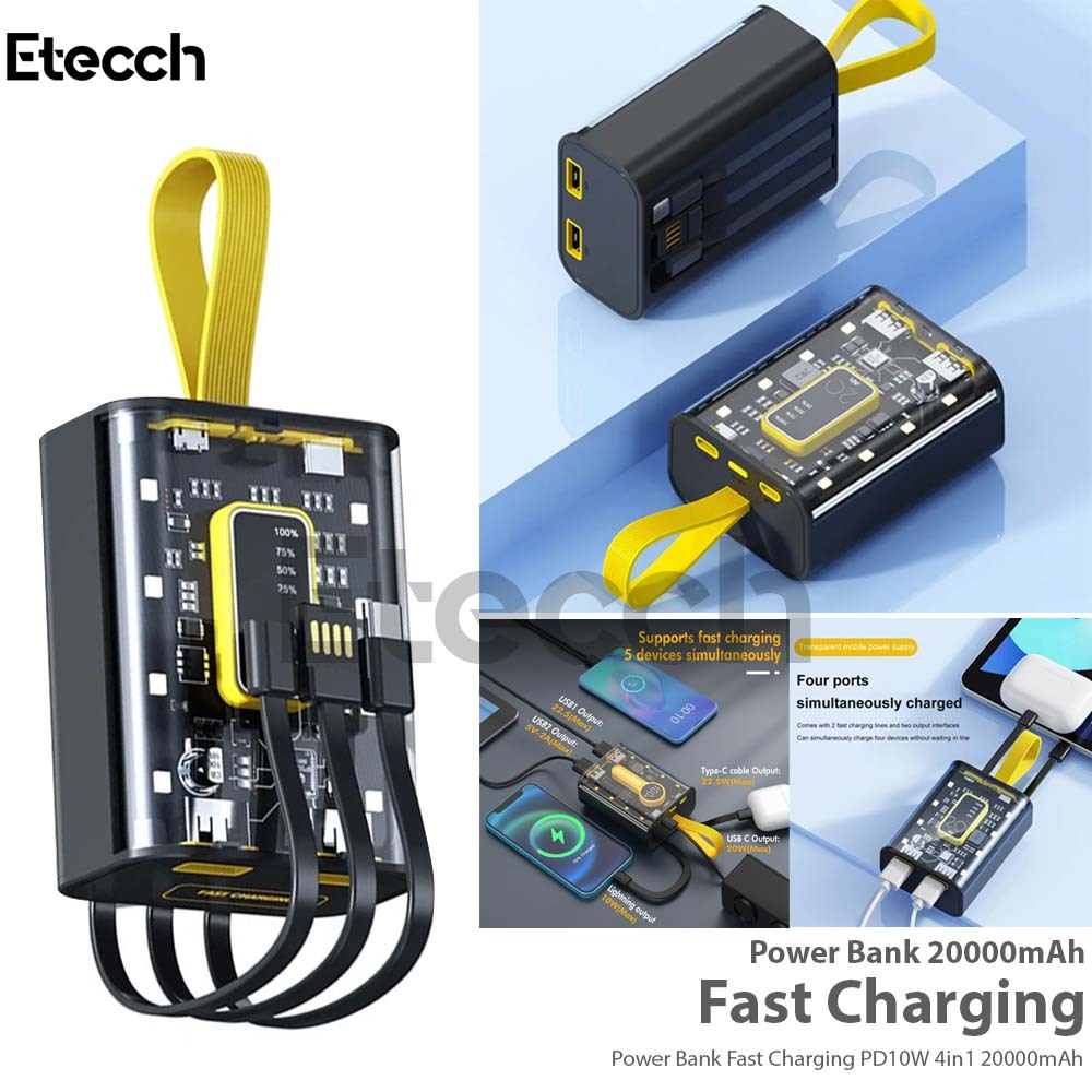 Jual Power Bank Fast Charging PD10W 4in1 20000mAh - Black | Shopee ...