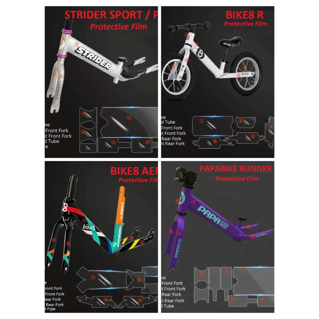 Jual Frame Protective Film Transparant Pushbike Balance Bike Frame ...