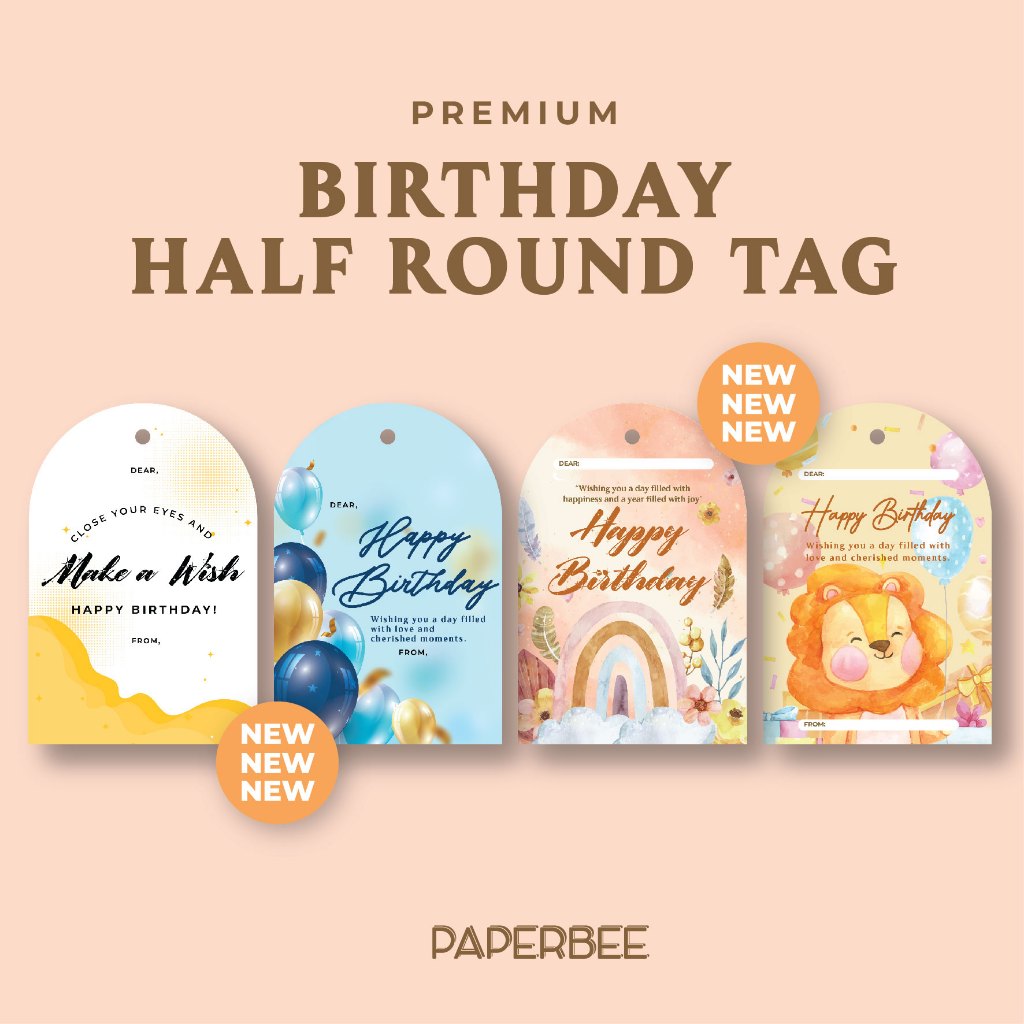 Jual [HALF ROUND] HAND TAG / HANG TAG / KARTU UCAPAN/ TAG ULANG TAHUN ...