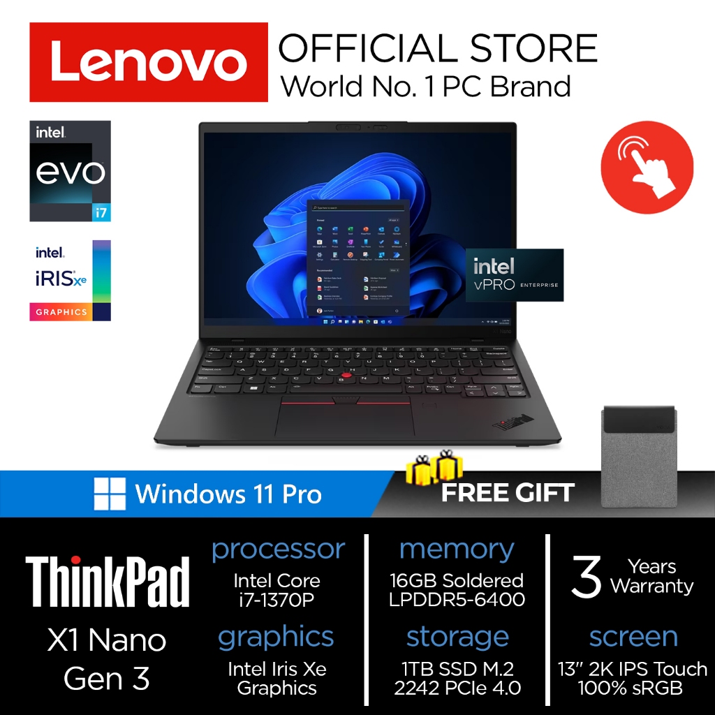 Jual Lenovo ThinkPad X1 Nano Gen 3 | I7 1370P 16GB 1TB W11PRO Touch ...