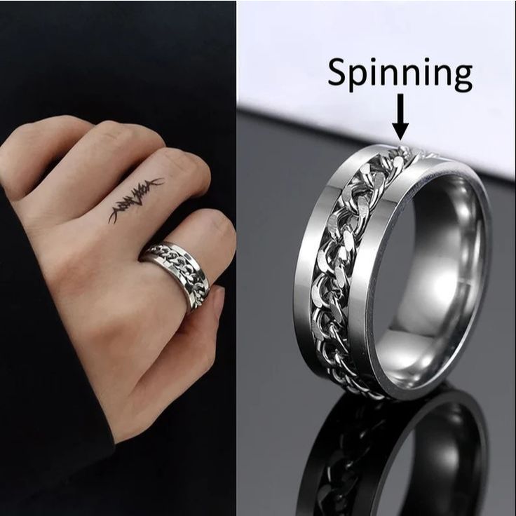 Jual Authen_id Cincin Titanium Motif Rantai Tengah Pria Warna Silver ...