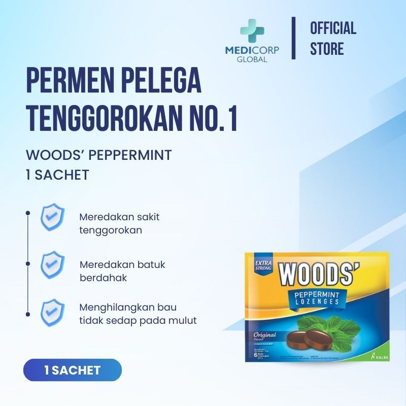 Jual [MEDICORP] Woods lozenges peppermint permen obat batuk pelega ...