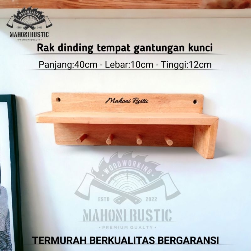 Jual Rak dinding Tempat gantungan kunci Rak kayu serbaguna Key holder ...