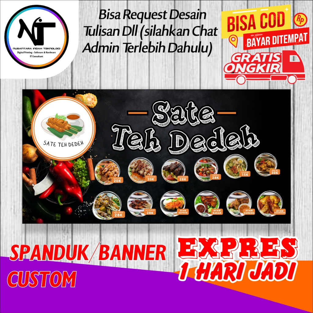 Jual SPANDUK/BANNER WARUNG SATE UKURAN 160X60 | Shopee Indonesia