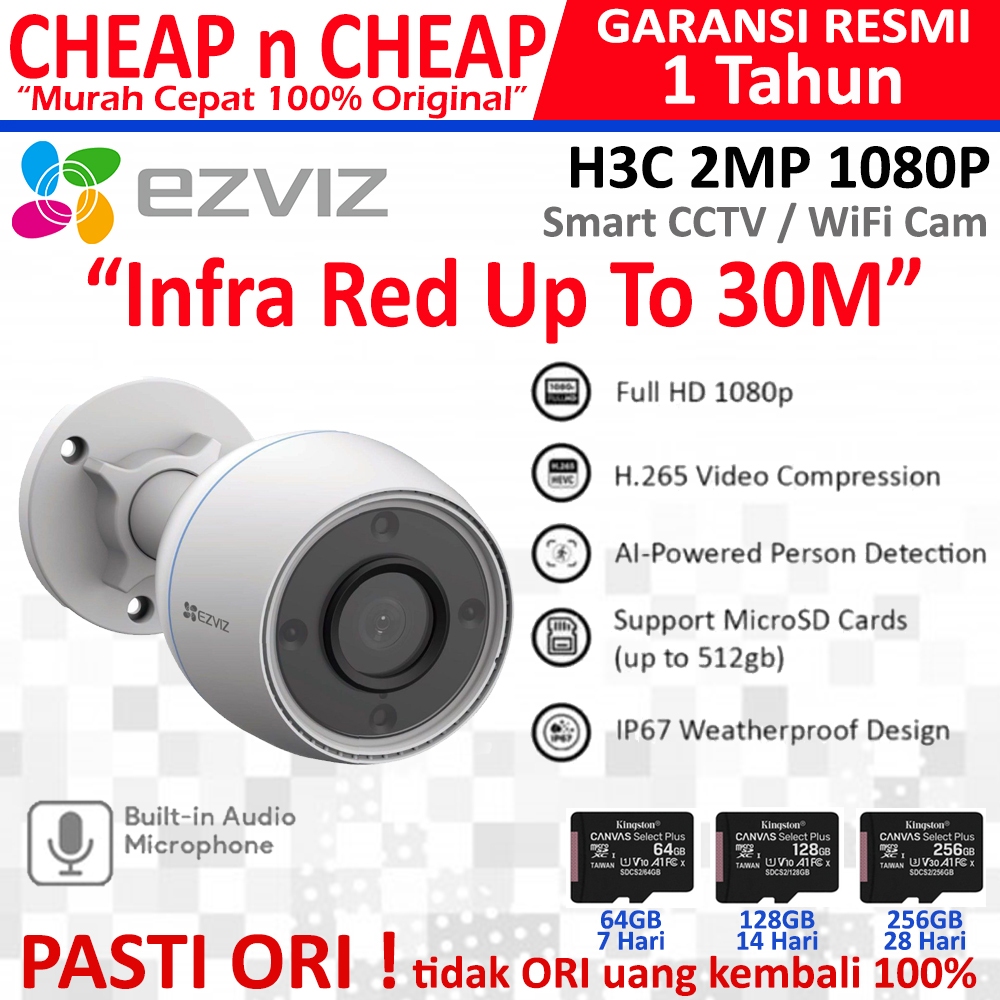 Jual Ezviz H3C Outdoor 2MP IR Infra Red Non Color 1080P - CCTV Wifi ...