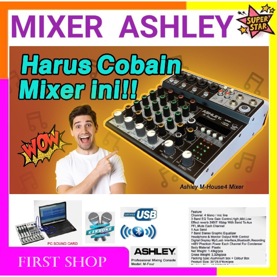 Jual Mixer Audio Ashley M-House4/House 4 4Ch USB-BLUETOOTH-SOUNDCARD ORIGINAL | Shopee Indonesia