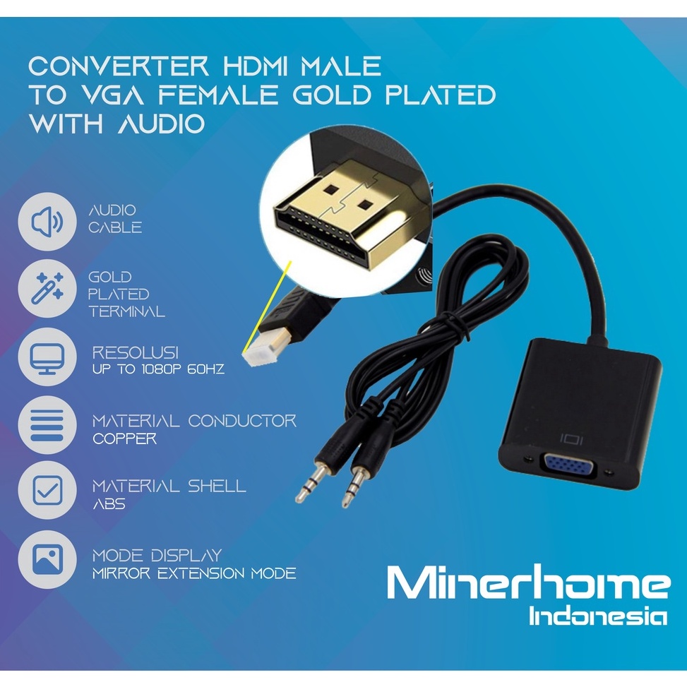 Jual KAL Converter Adapter HDMI Male to VGA Female High Quality With ...