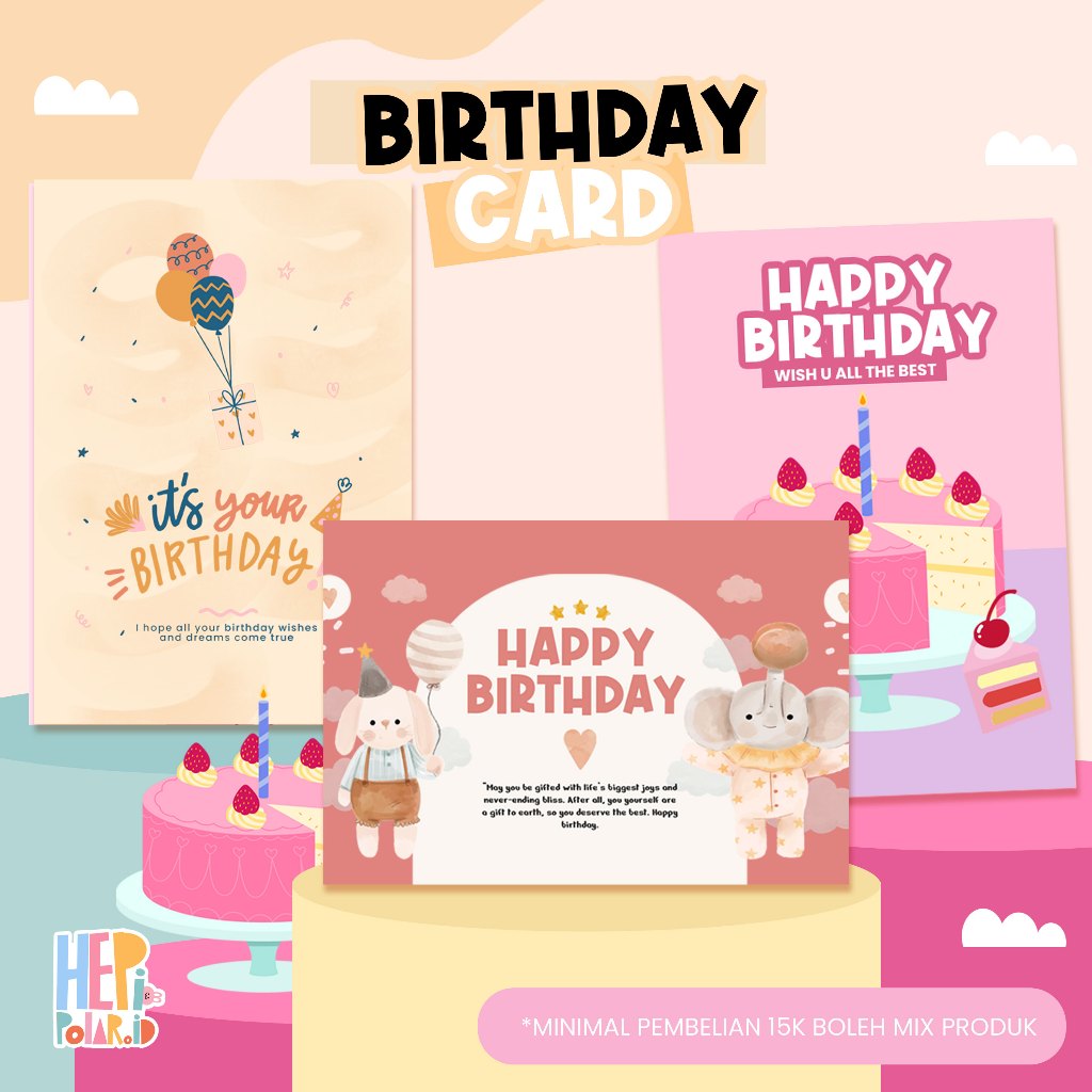 Jual Greetings Card Kartu Ucapan Ulang Tahun Gift Card 1 Sisi | Shopee ...