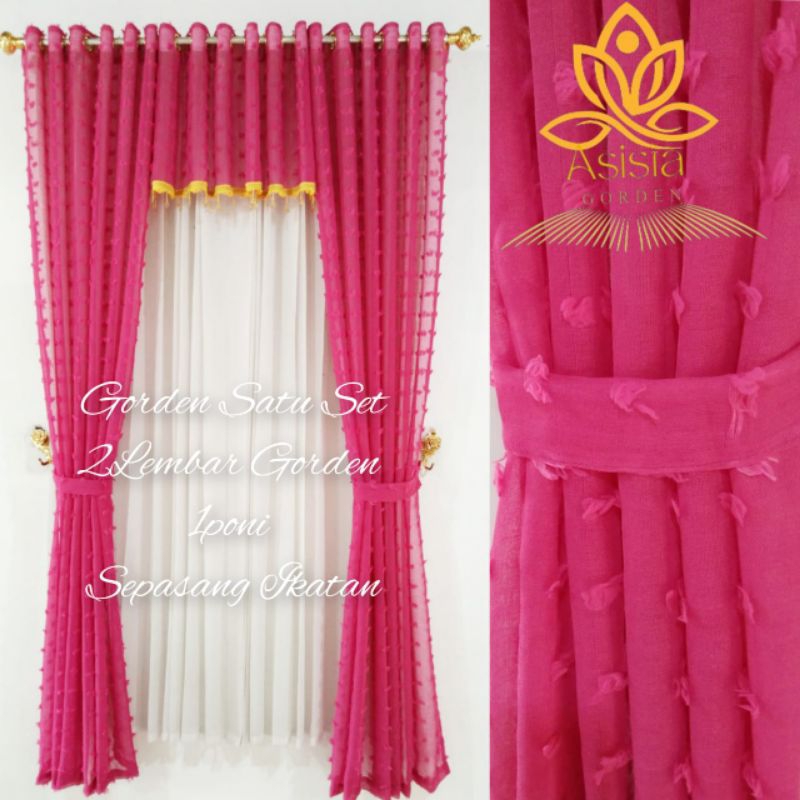 Jual Gorden Satu set Dua Lembar Gorden Satu Poni RumbaiKristal Merah ...
