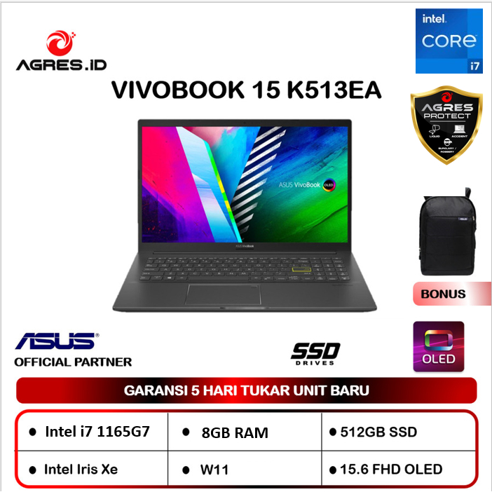 Jual Asus Vivobook Ultra 15 Oled K513EA I7 1165G7 8GB 512SSD W11 FullHD ...