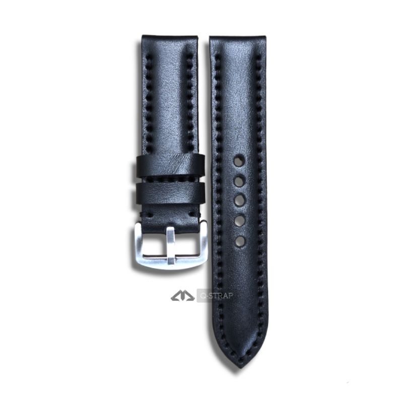 Jual Strap jam tangan Padded hitam Quick release / Tali jam kulit asli ...