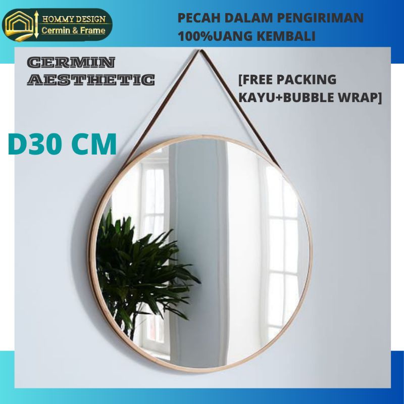Jual Cermin Bulat Aesthetic / Kaca Cermin Frameless Gantung Tali ...