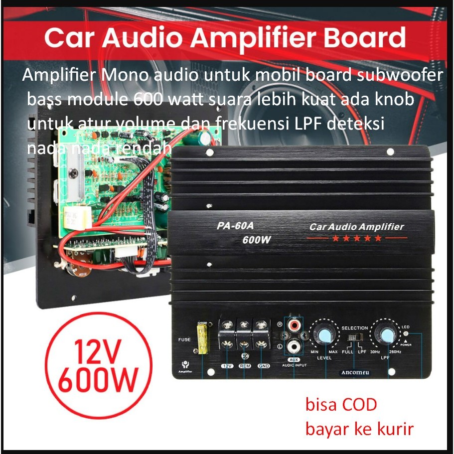 Jual Amplifier Mono audio untuk mobil board subwoofer bass module 600 ...