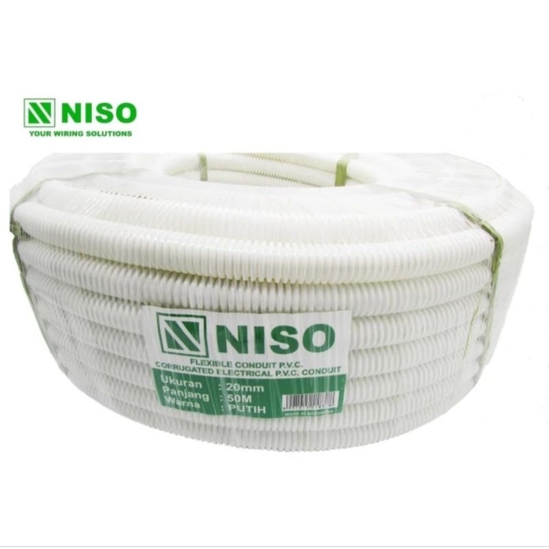 Jual Niso selang flexible 20mm putih. Flexibel pipa conduit 20 mm (50M ...