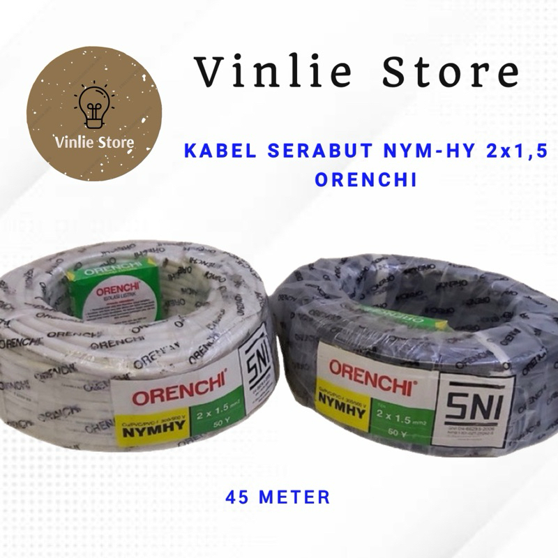 Jual Kabel NYMHY Nym Nyy Hy 2x1,5 mm2 45 Meter Orenchi Serabut Tembaga SNI | Shopee Indonesia