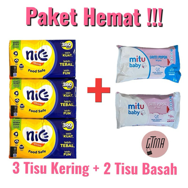 Jual Paket Tisu Kering + Tisu Basah (Nice/Mitu) | Shopee Indonesia