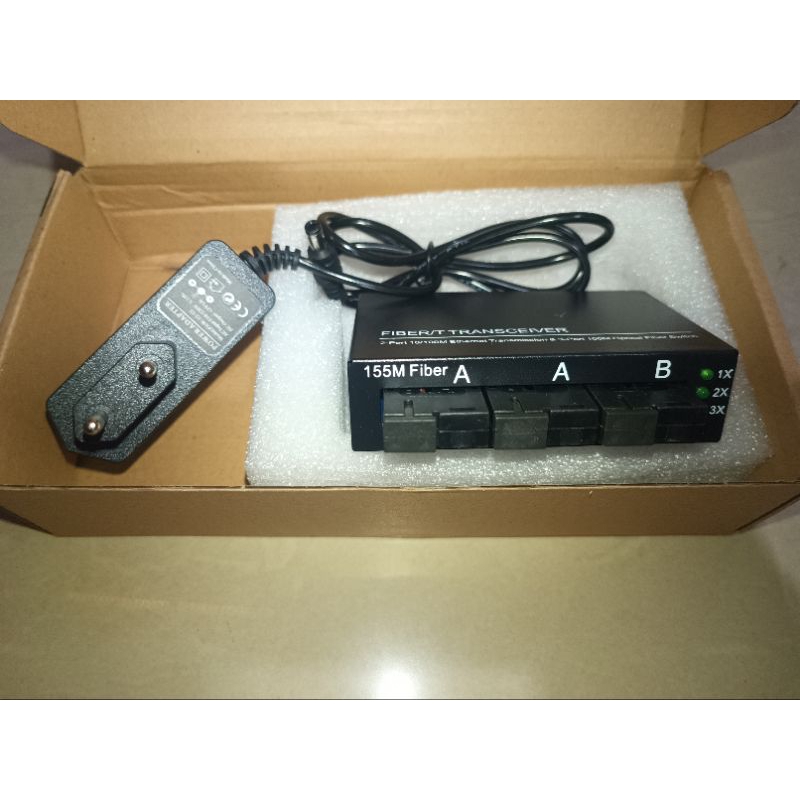 Jual Media Converter HTB AAB 3FO 2 LAN PoE 155Mbps + Adaptor 12V 1A ...