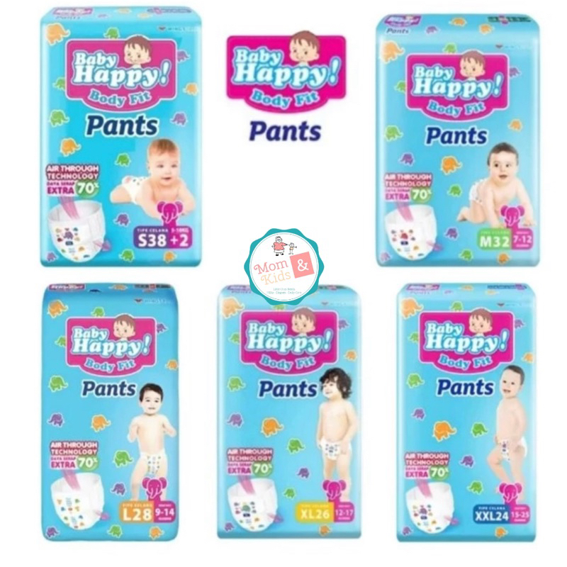 Jual BABY HAPPY PANTS S38 M32 L28 XL26 XXL24 | HAPPY BABY POPOK BAYI ...