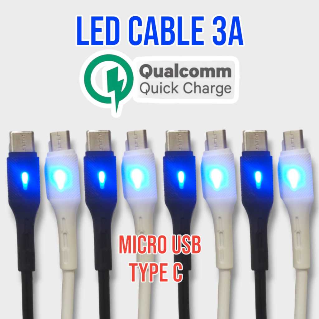 Jual [BEST SELLER] KABEL DATA LED INDIKATOR 3A FAST CHARGING 1M MICRO ...