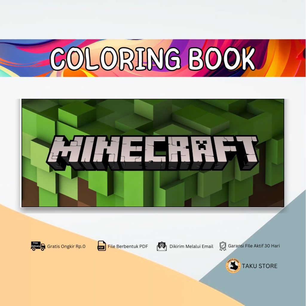 Jual Buku Mewarnai/Coloring Book Digital - Minecraft (Template, PDF ...