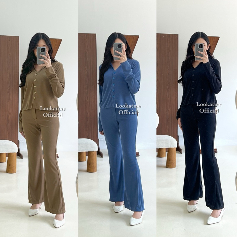Jual Lookatmeofficial - Vior One Set Wanita - Setelan Atasan Kemeja Loose Oversize Lengan ...