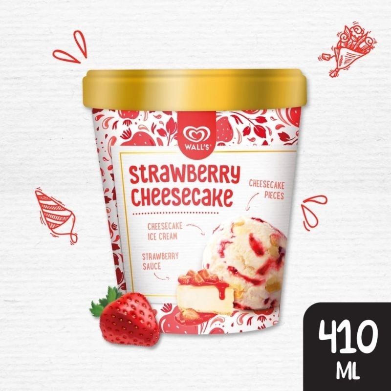 Jual WALL'S STRAWBERRY CHEESECAKE 410ML | ICE CREAM WALL'S STRAWBERRY ...