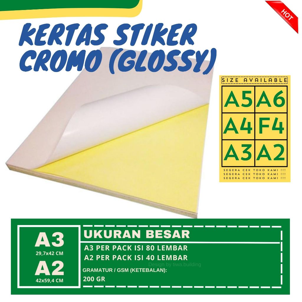 Jual KERTAS STIKER CHROMO GLOSSY PERPACK A3 & A2 PERPACK ISI 40&80 ...