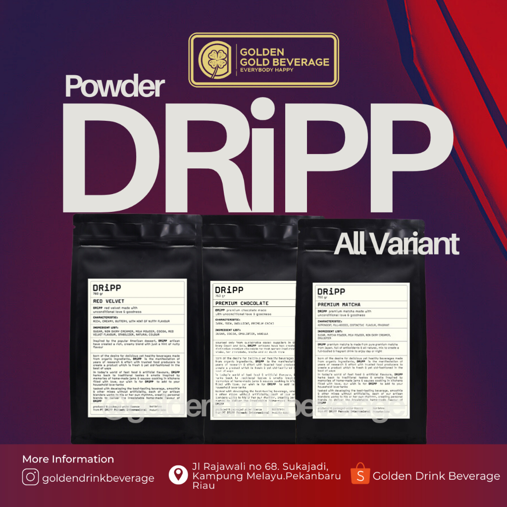 Jual Dripp Red Velvet Chocolate Matcha Powder Bubuk Premium 760 GR ...