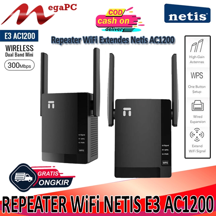Jual Netis E3 AC1200 Wireless WiFi Range Extender Repeater Dual Band ...