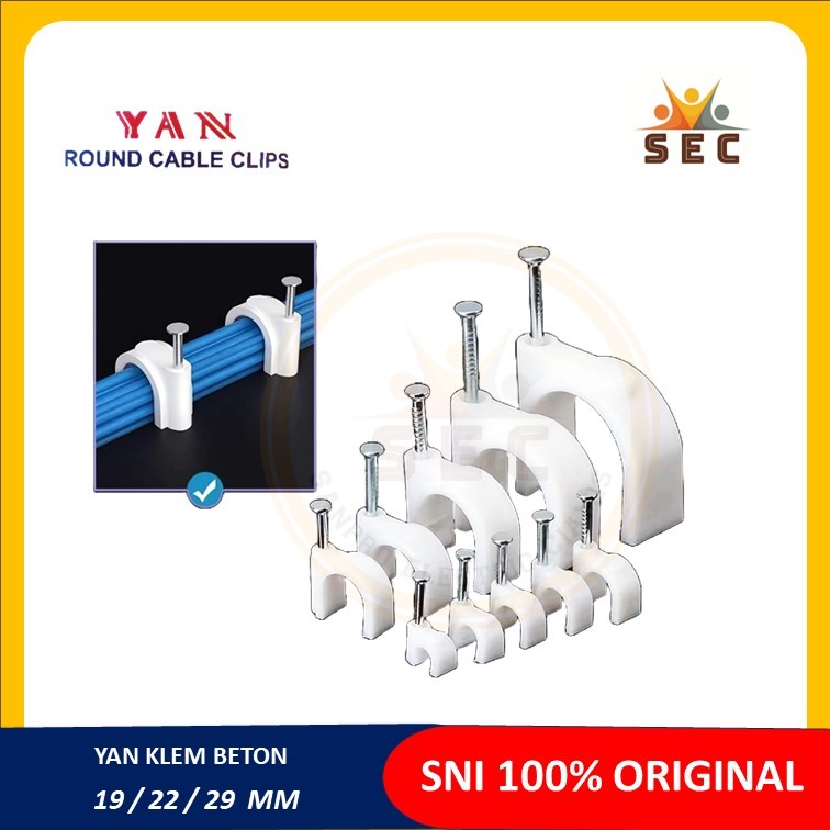 Jual KLEM KABEL TEMPEL DINDING LISTRIK NO. 19 22 29 MM PUTIH PAKU BETON ...
