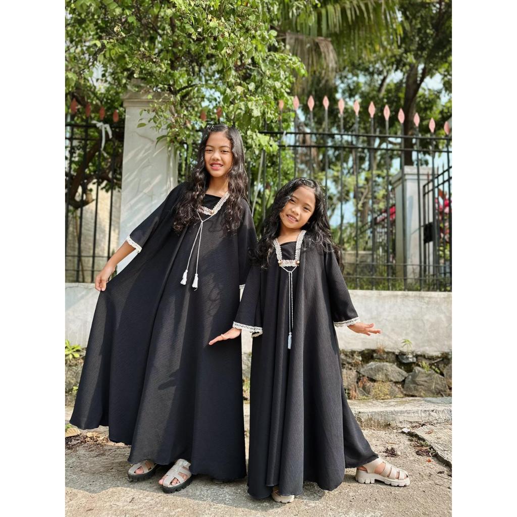 Jual Dress Kaftan Anak Umur 2-13Thn Bahan CeyAirflow Mix Renda Sandra ...
