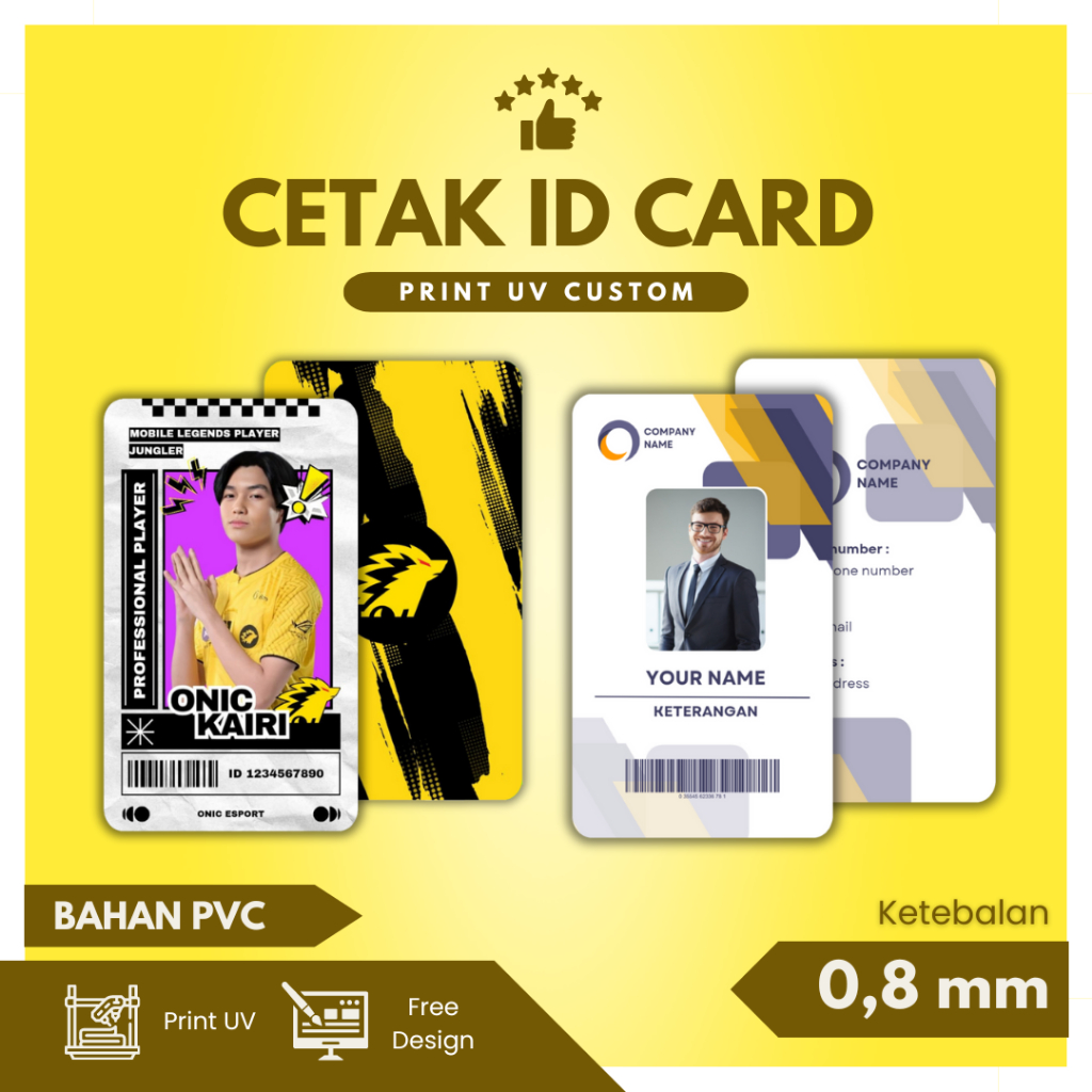 Jual ID CARD PRINT UV BERWARNA BISA CUSTOM | Shopee Indonesia