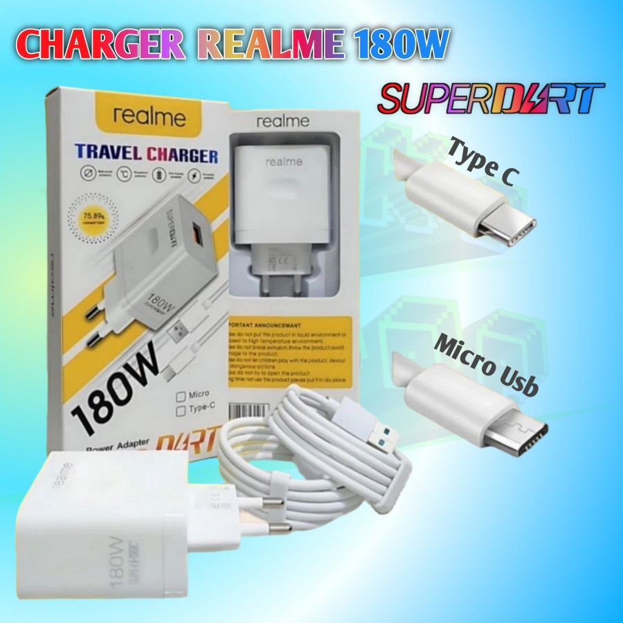 Jual Travel Charger Casan Realme 180W Fast Charging - Micro USB & Type ...