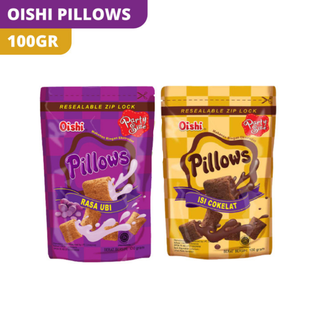 Jual Oishi Pillows 100gr Rasa Ubi / Coklat Kemasan Zip Lock | Shopee ...