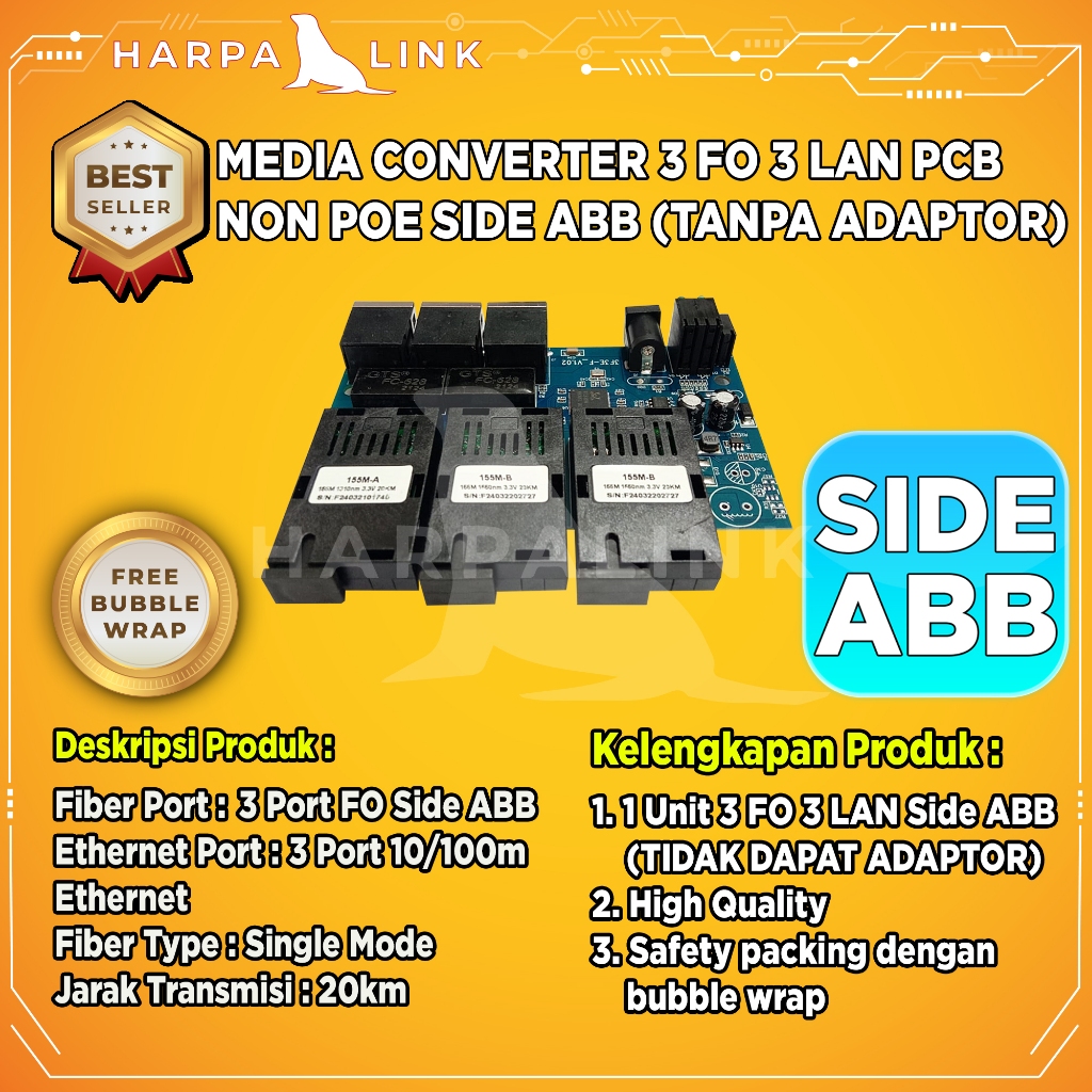 Jual Media Converter 3 FO 3 LAN 3 SC 3 RJ45 3F3E 10/100 Mbps PCB Board ...