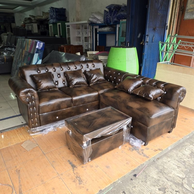 Jual (Free Ongkir) Sofa L Putus Kancing Full Kalep | Shopee Indonesia