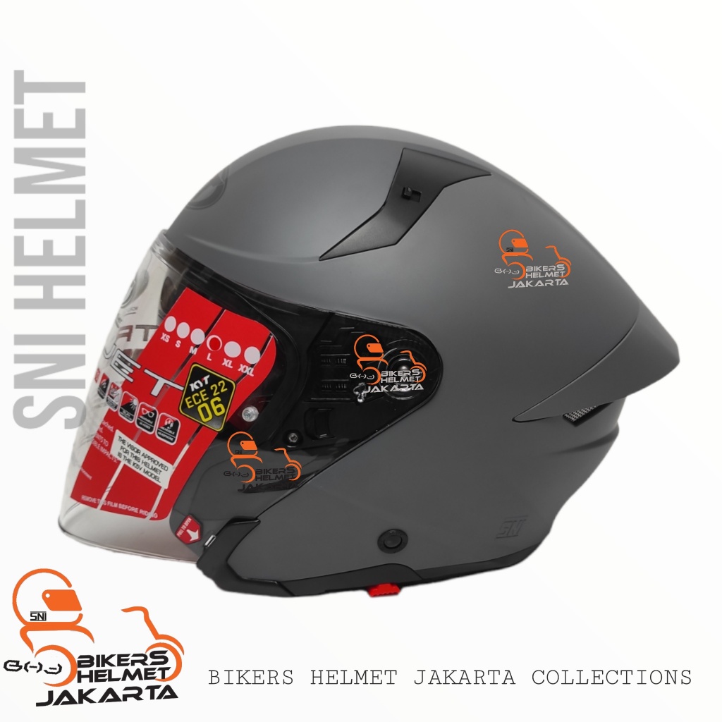 Jual HELM KYT TTR JET SOLID ICE MATT GORILLA GREY DOUBLE VISOR HALF ...