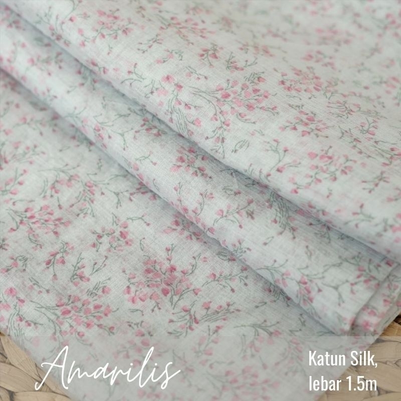 Jual kain katun silky motif bunga / bahan katun silki sansan sutra ...