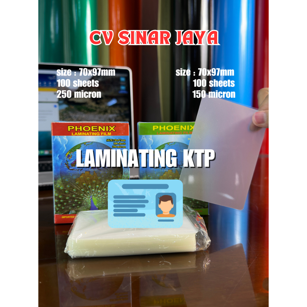 Jual PLASTIK LAMINATHING/LAMINASI SHEET KTP PHOENIX 125X250 MIC / Untuk ...